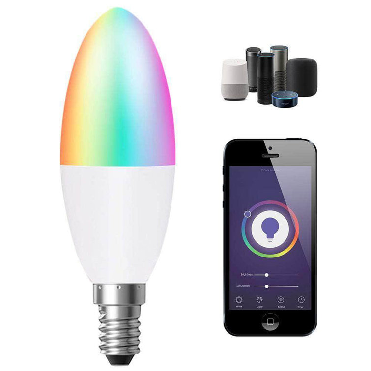 Symple Stuff 3 Pack Smart WiFi Candle Bulb, 5W, E14, RGB+W+WW | Wayfair.co.uk